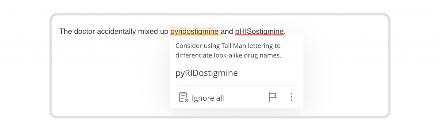 Tall Man lettering as a part of the medical proofreading process ...